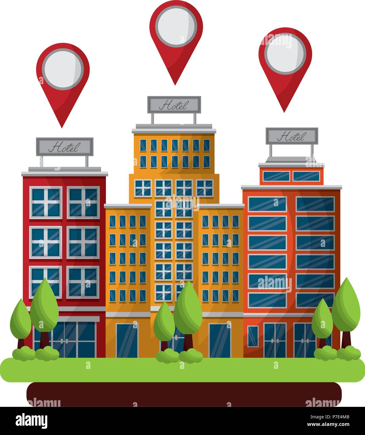 hotel building gps navigation pointer location vector illustration ...