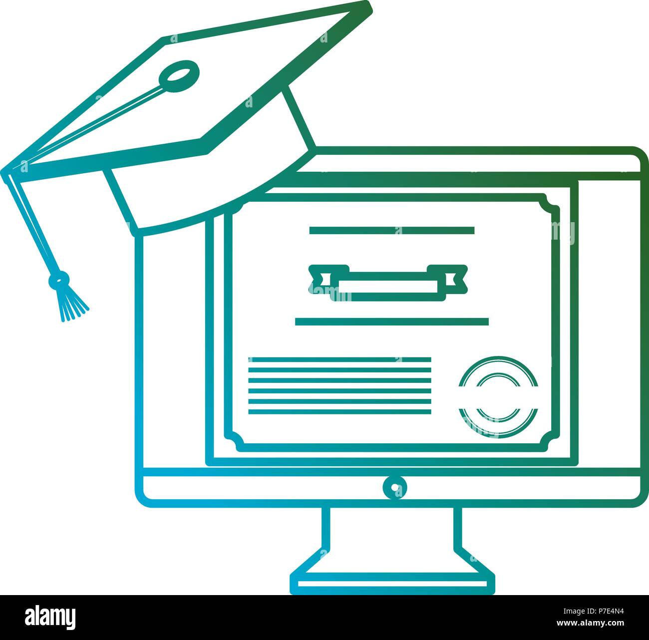 computer desktop with diploma and hat Stock Vector Image & Art - Alamy