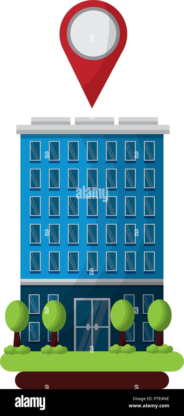 hotel building gps navigation pointer location vector illustration ...