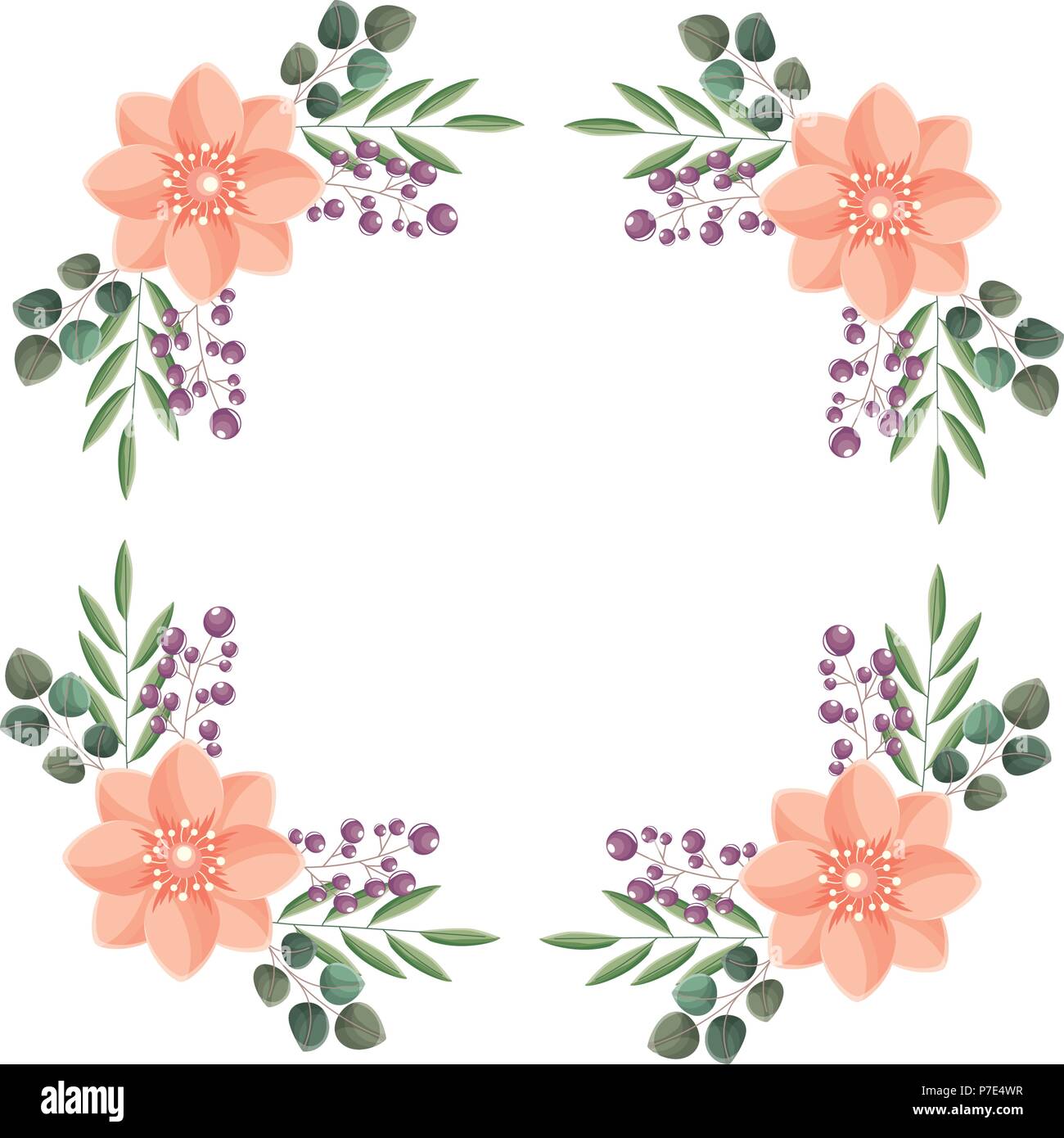 floral frame square flowers decoration vector illustration Stock Vector ...
