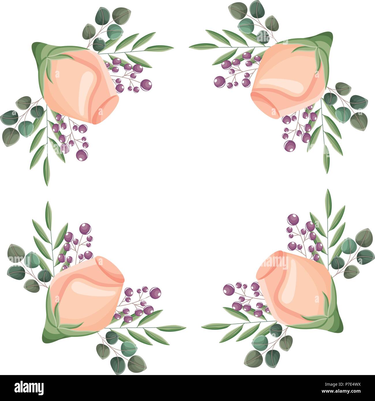 floral frame square flowers decoration vector illustration Stock Vector ...