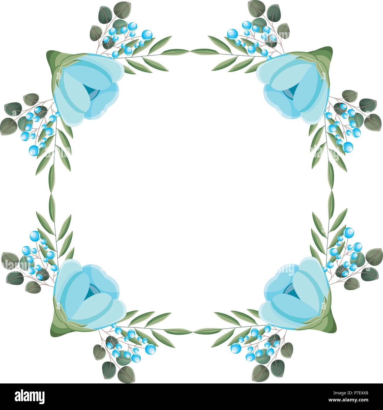 floral frame square flowers decoration vector illustration Stock Vector ...