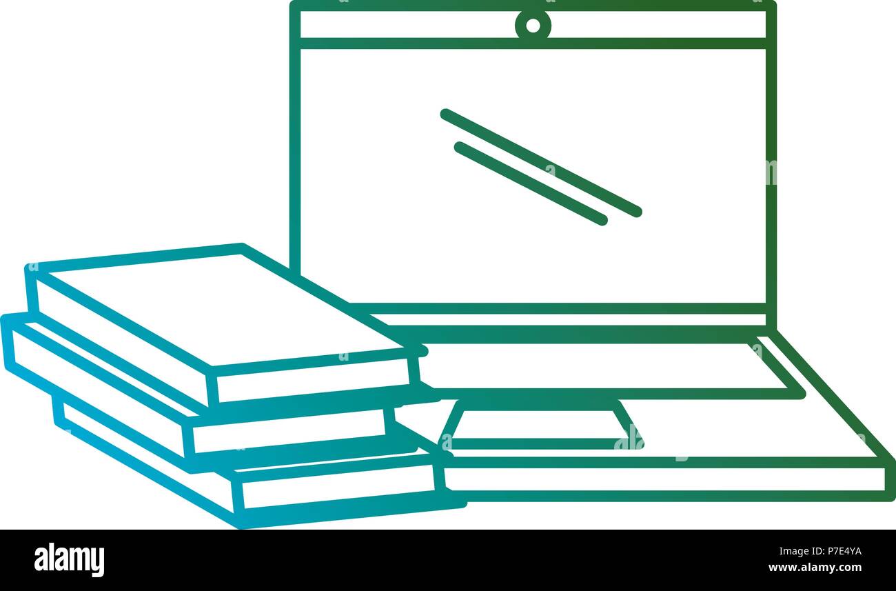education text books with laptop Stock Vector Image & Art - Alamy