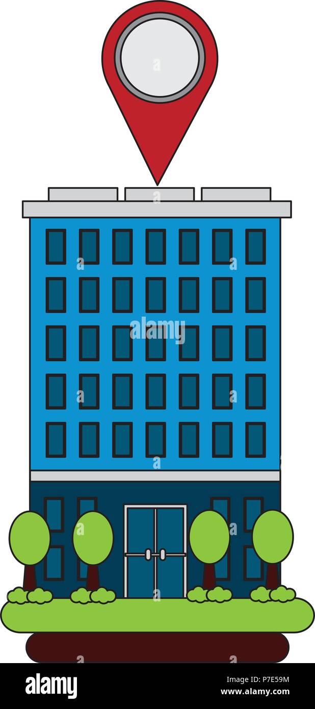 hotel building gps navigation pointer location vector illustration ...