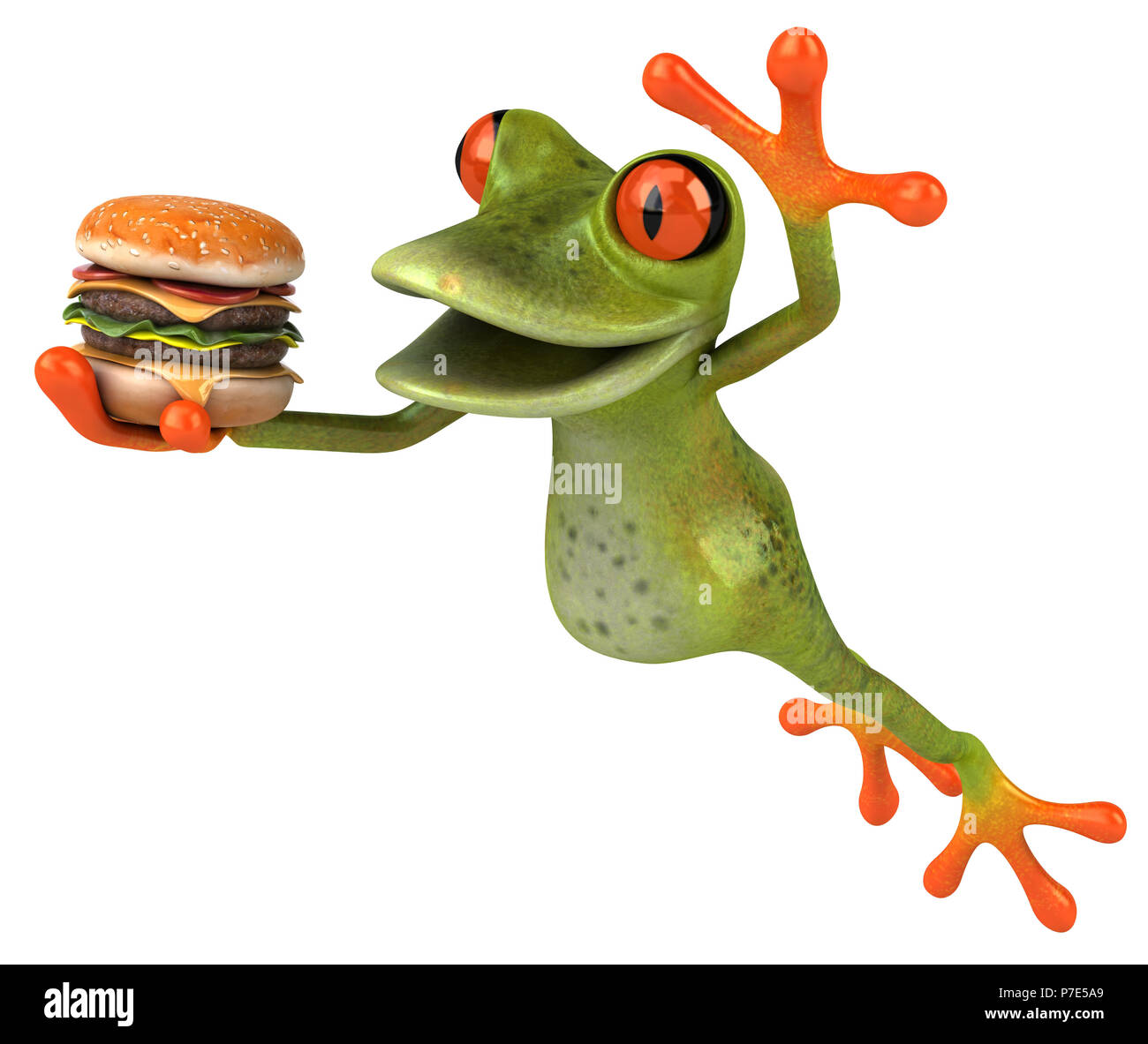 Fun frog - 3D Illustration Stock Photo - Alamy