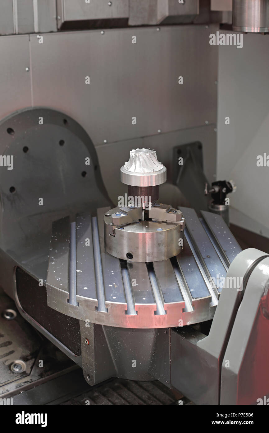 Aluminium Turbine in Milling and Machining Center Machine Stock Photo ...