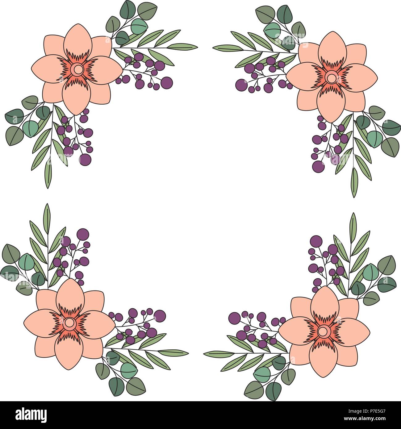 floral frame square flowers decoration vector illustration Stock Vector ...