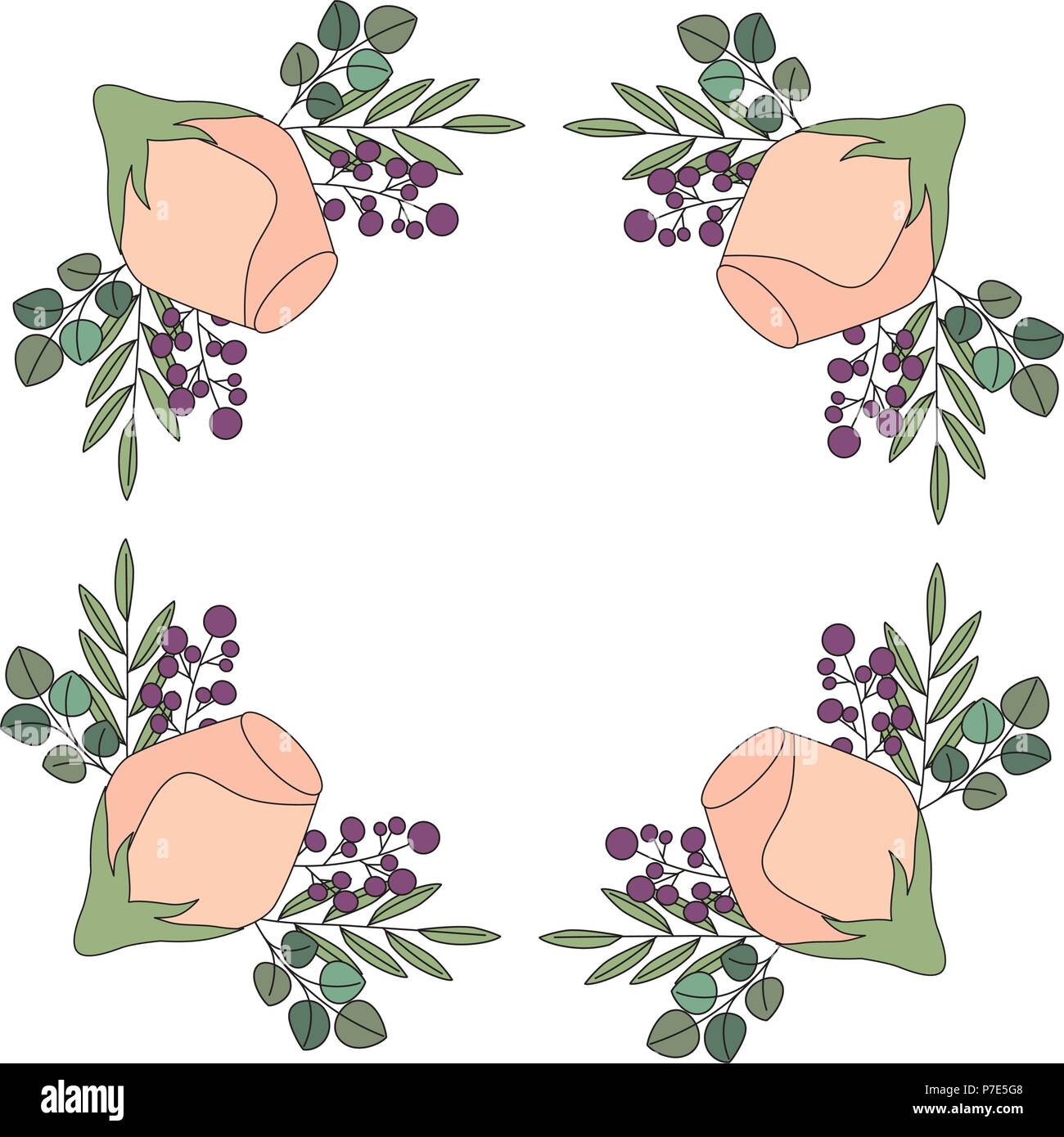 floral frame square flowers decoration vector illustration Stock Vector ...