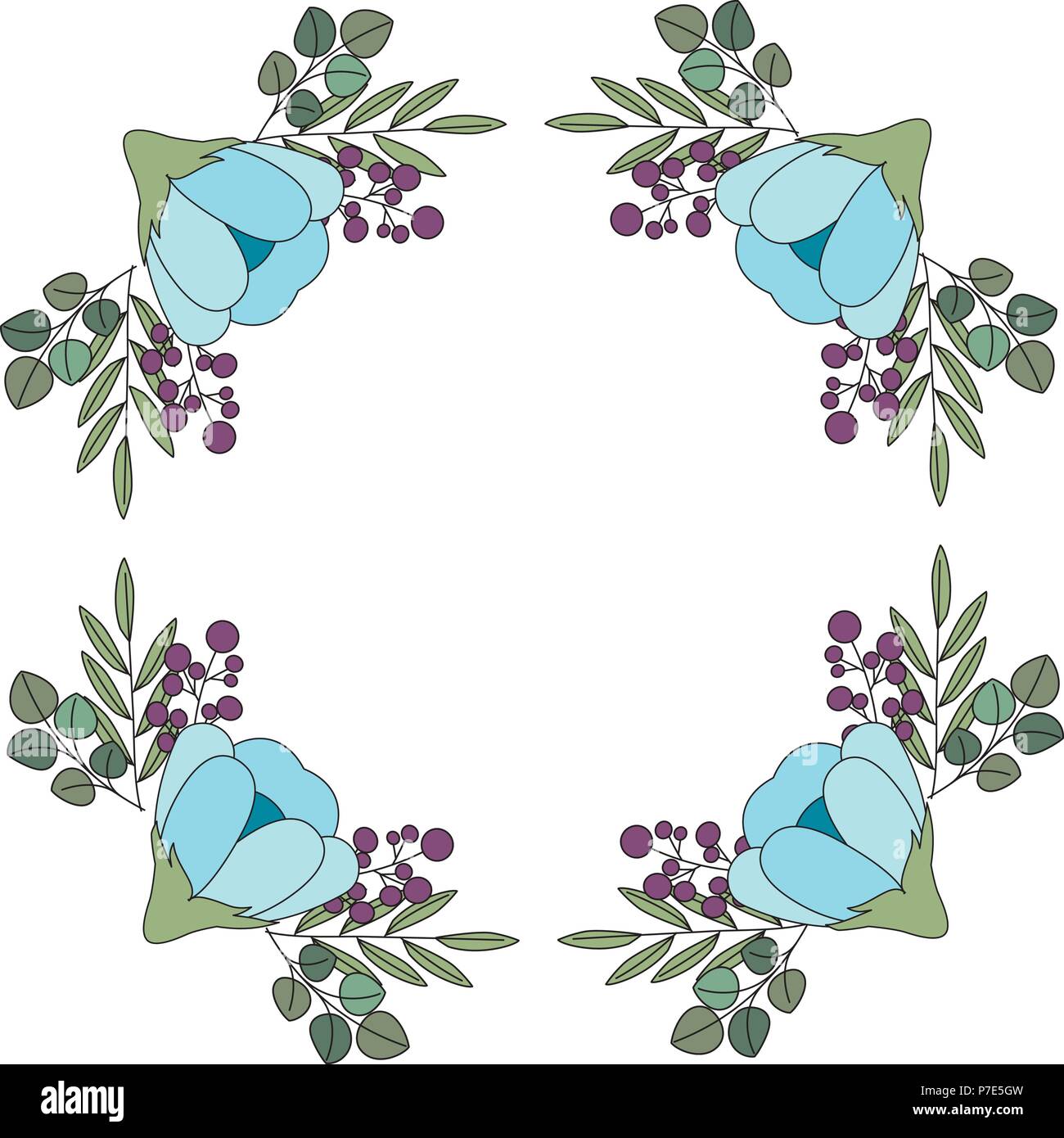 floral frame square flowers decoration vector illustration Stock Vector ...