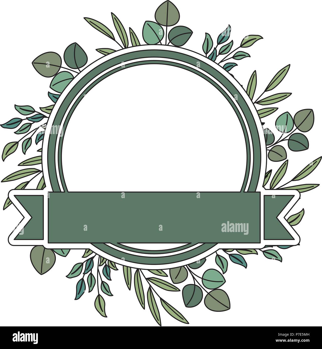 beautiful floral wreath and ribbon flowers decoration vector ...
