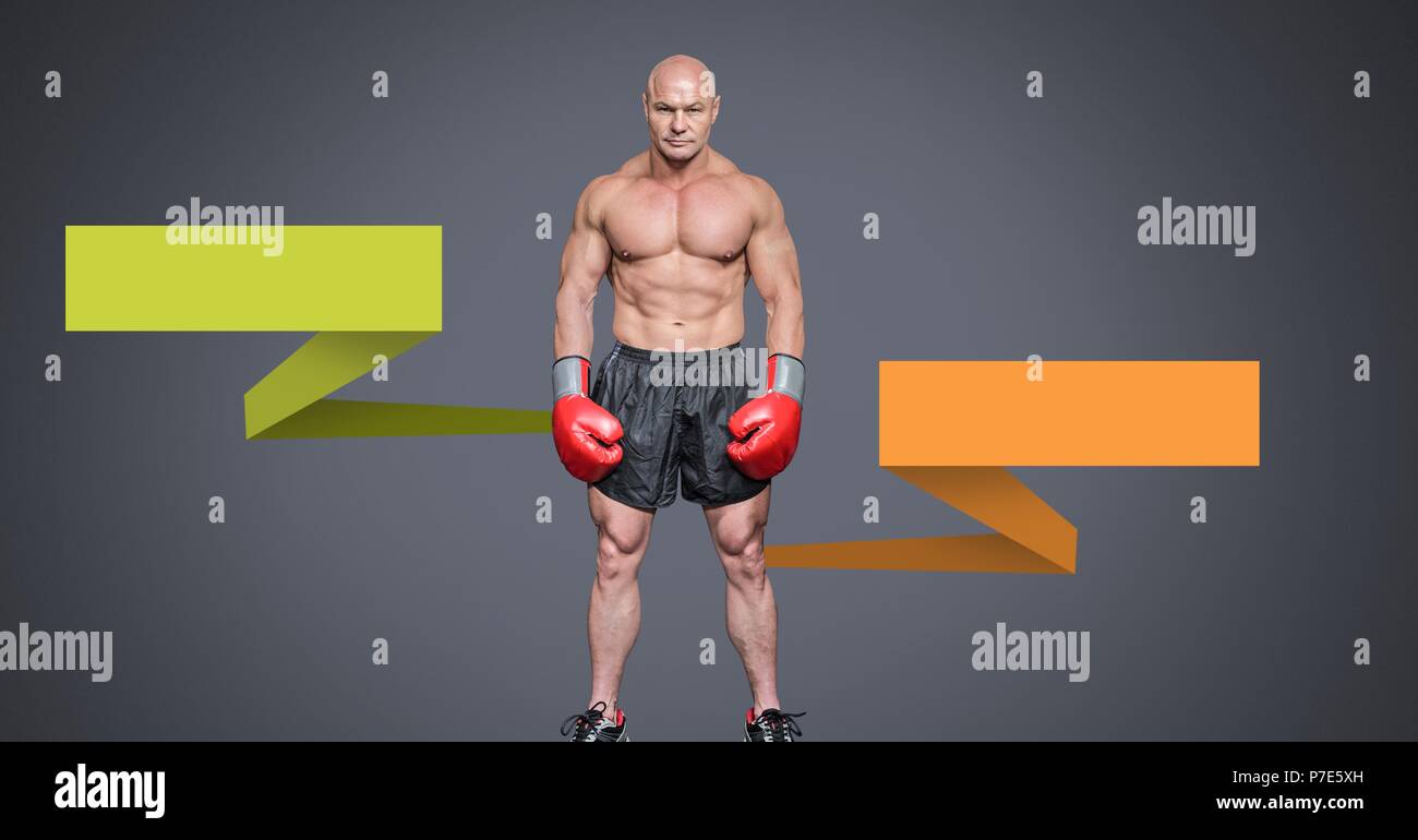 Male boxer with blank infographic chart panels Stock Photo - Alamy