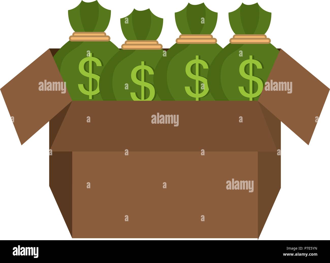 carton box with money bags Stock Vector Image & Art - Alamy