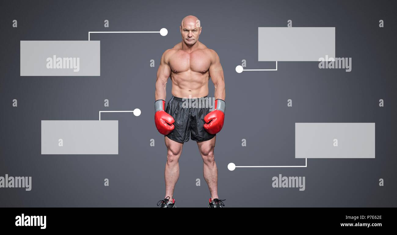 Male boxer with blank infographic chart panels Stock Photo - Alamy