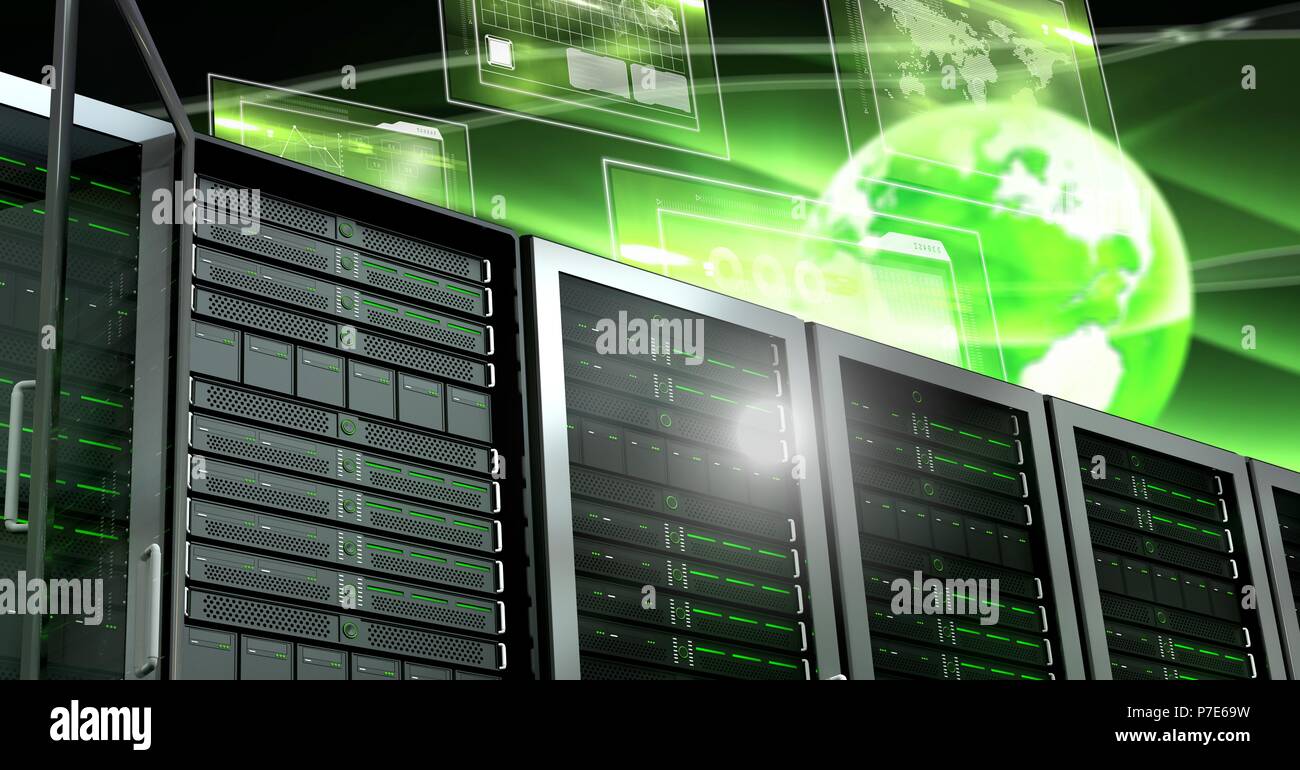 Computer servers and technology information interface Stock Photo - Alamy