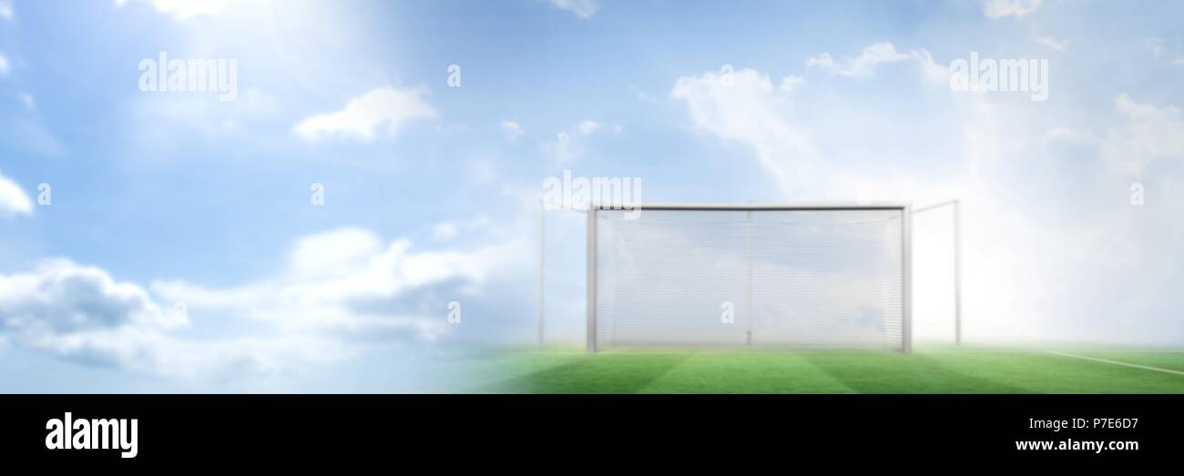 Football goal pitch with transition Stock Photo - Alamy