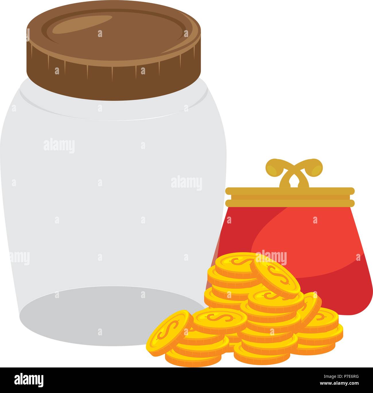 coins money with wallet and jar Stock Vector Image & Art - Alamy