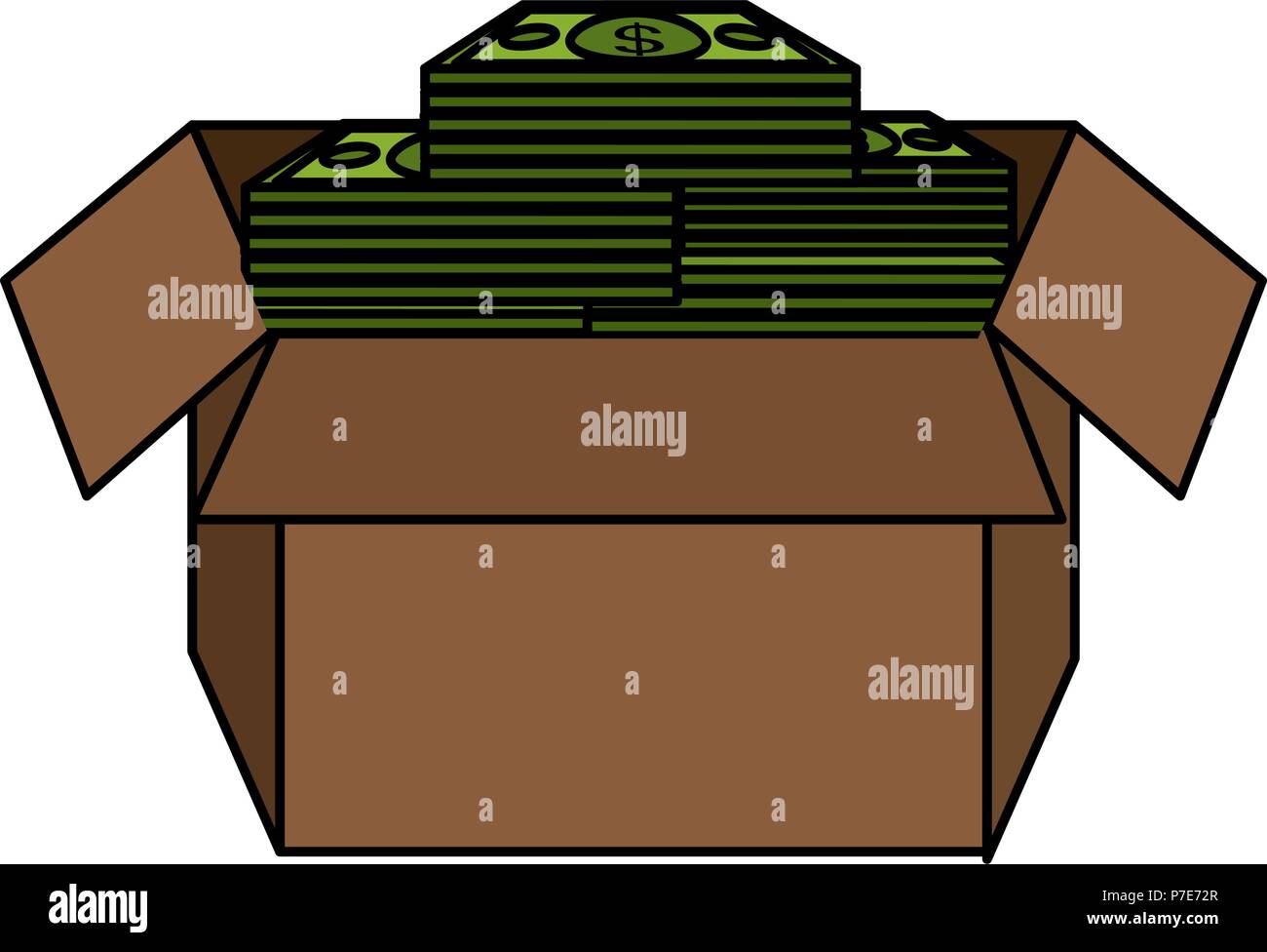 carton box with bills money Stock Vector Image & Art - Alamy