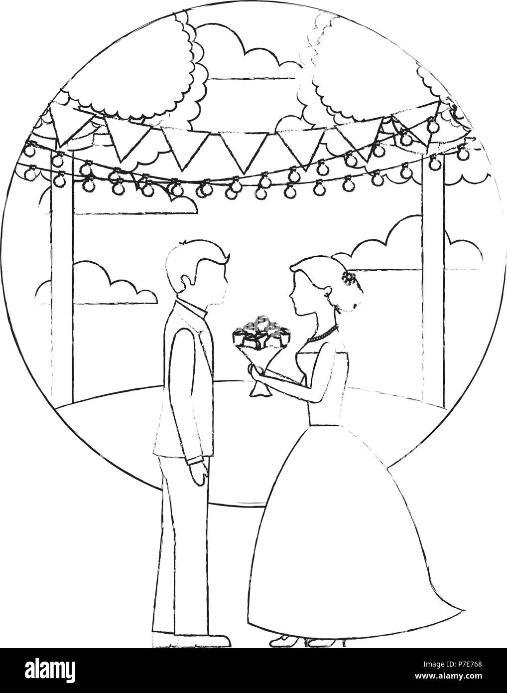 Simple Wedding Drawing Wedding Drawing Vector Art, Icons, And Graphics