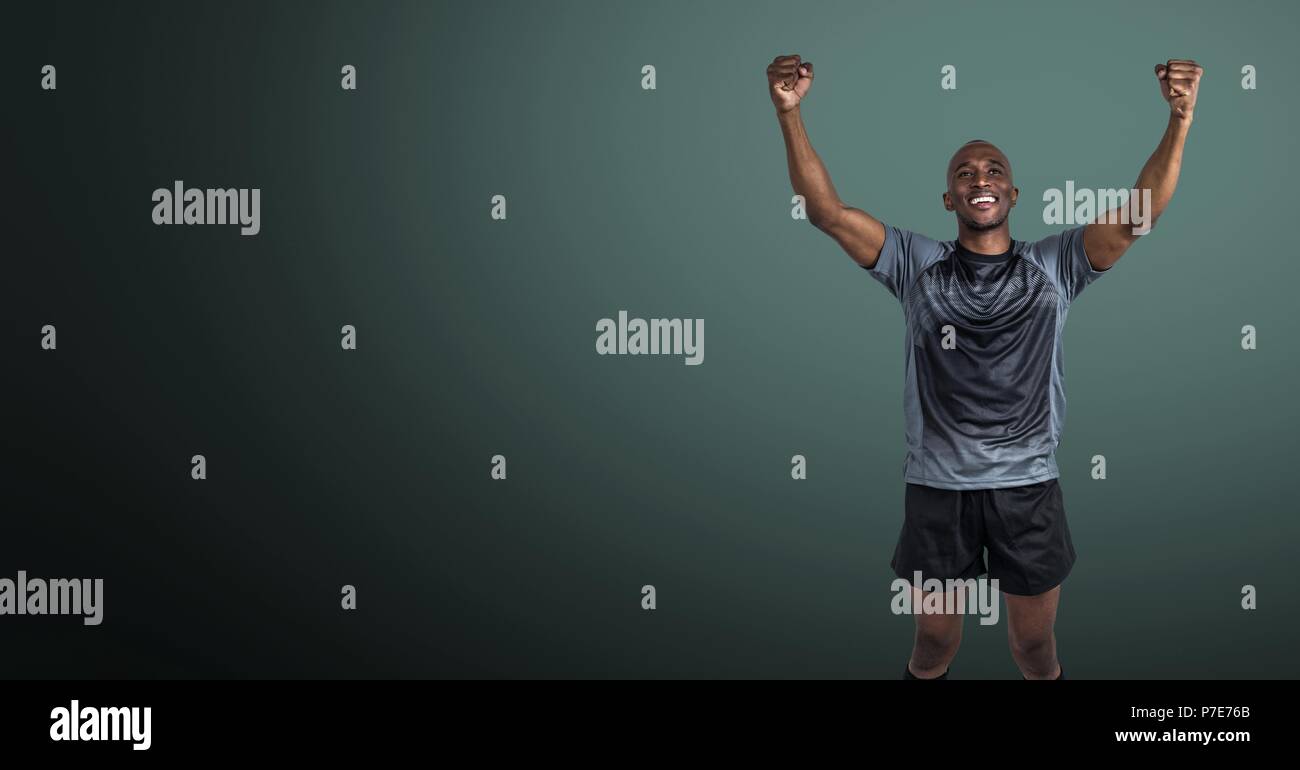 Athletic exercise man with blank green background Stock Photo - Alamy