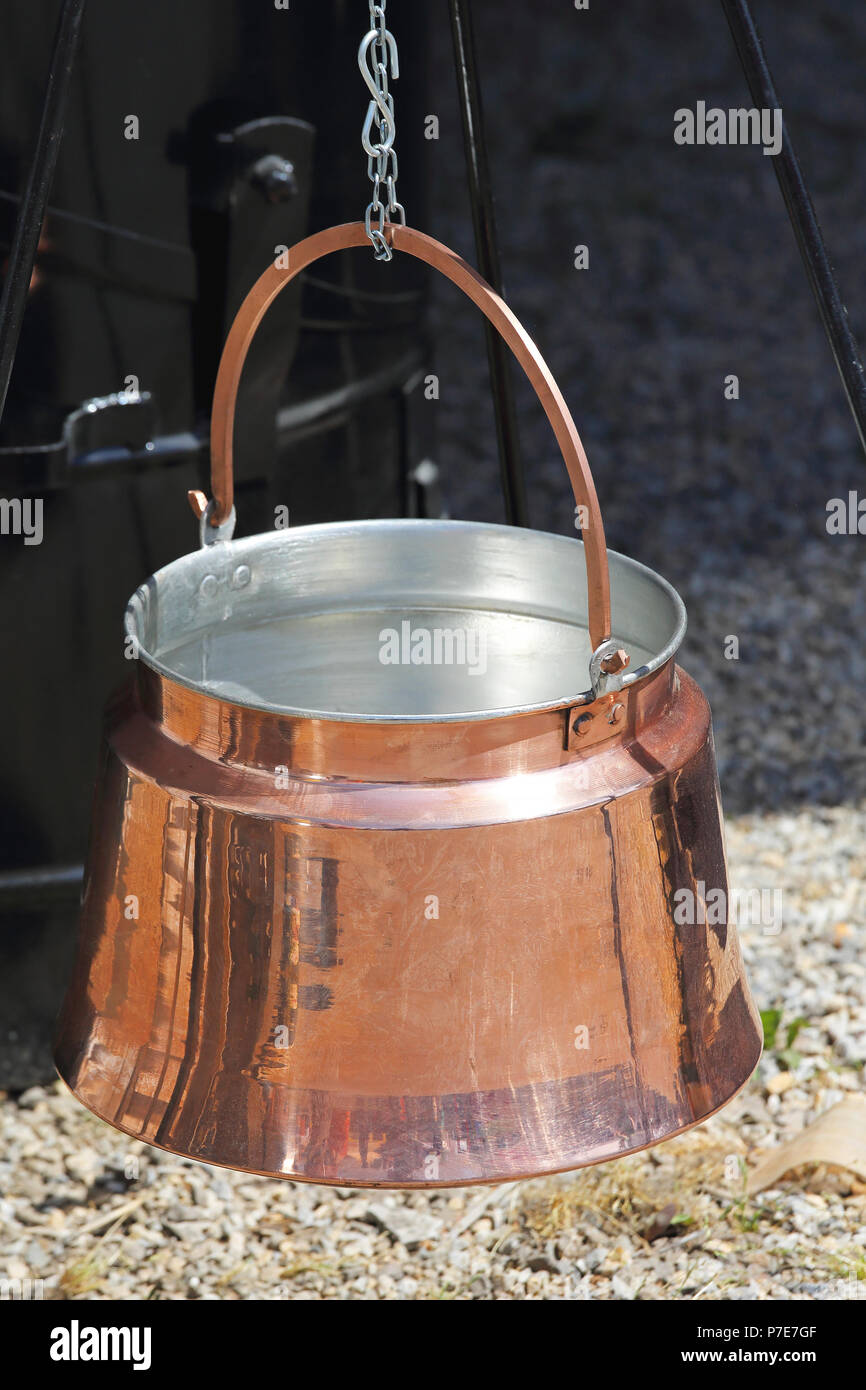 Hanging Copper Pot for Cooking at Open Flame Stock Photo - Alamy