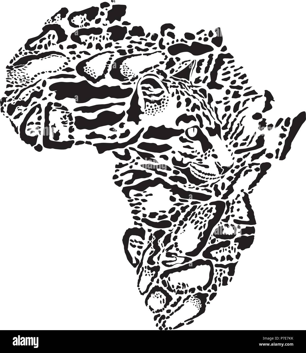 Leopard skin and head in silhouette Africa Stock Vector Image & Art - Alamy