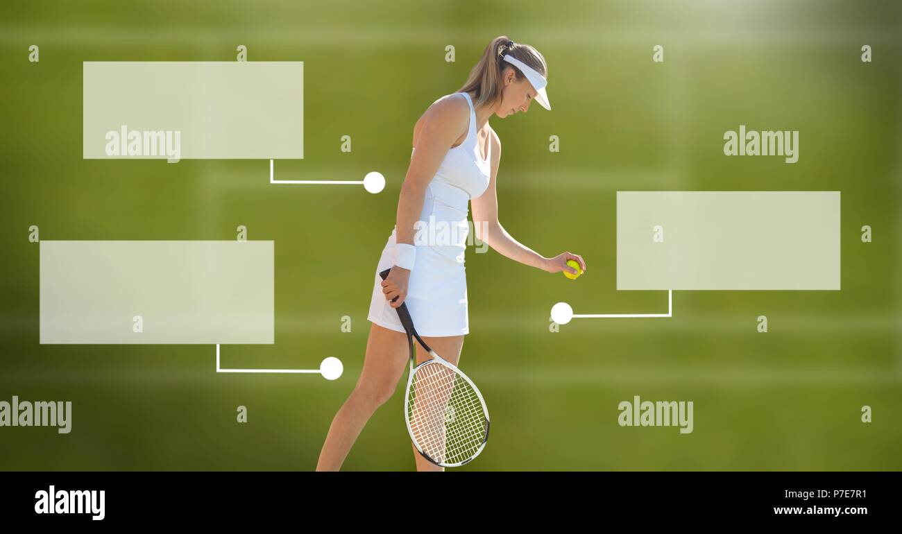 Tennis player woman with blank infographic chart panels Stock Photo - Alamy
