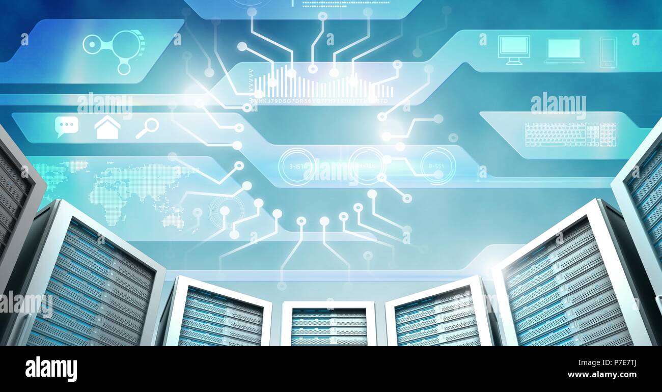 Computer servers and technology information interface Stock Photo - Alamy