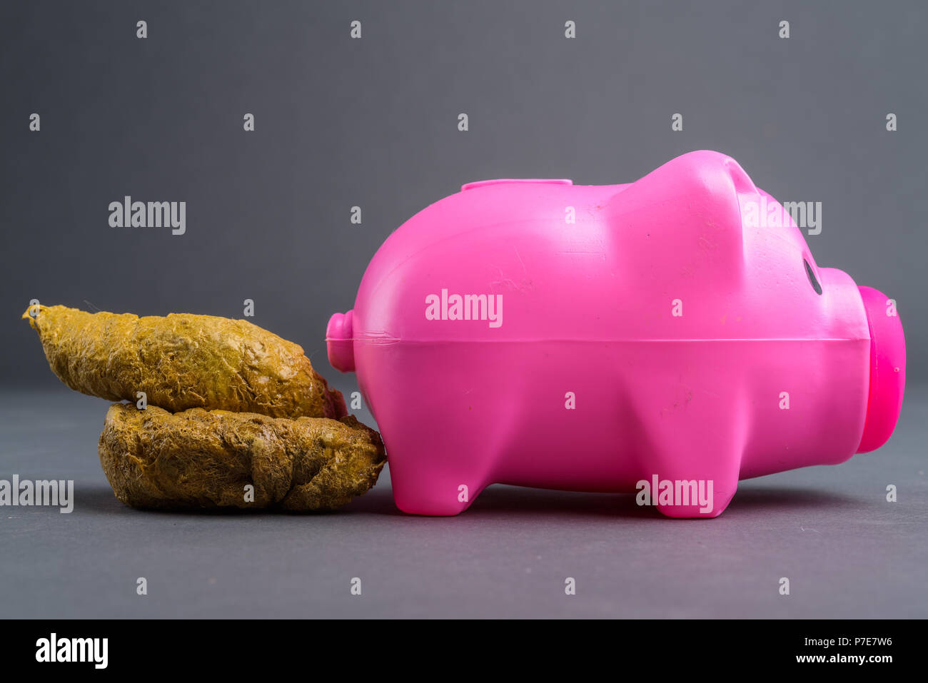 Side View Of Piggy Bank Defecating Animal Poop Stock Photo - Alamy