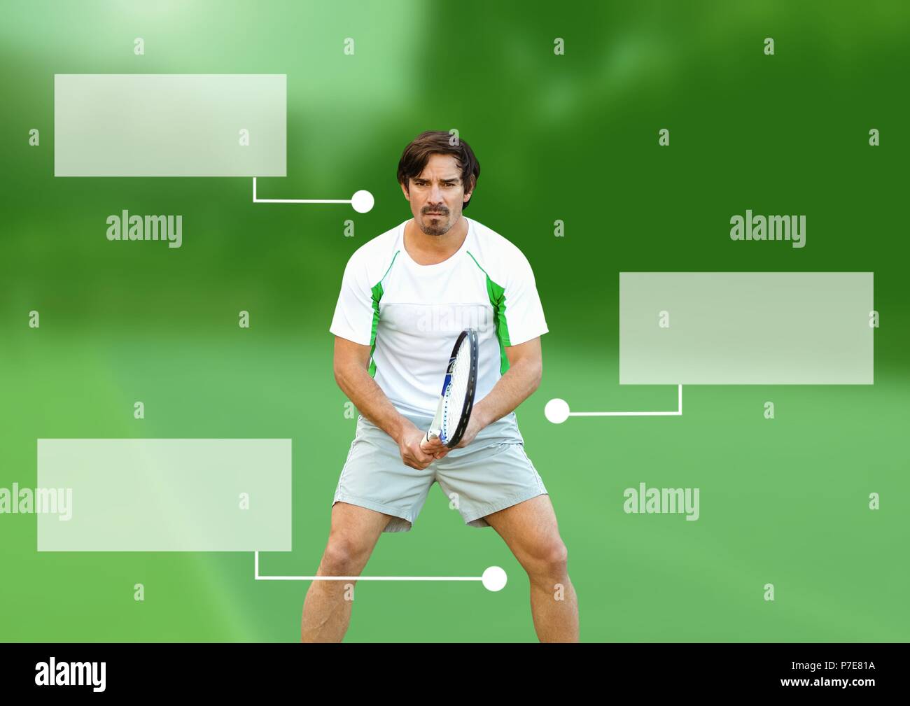 Tennis player man with blank infographic chart panels Stock Photo - Alamy