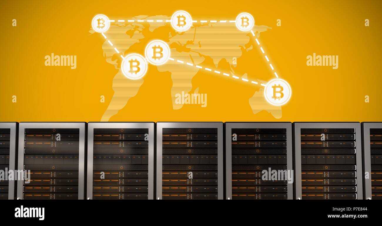 Computer servers and bitcoin technology information interface Stock ...