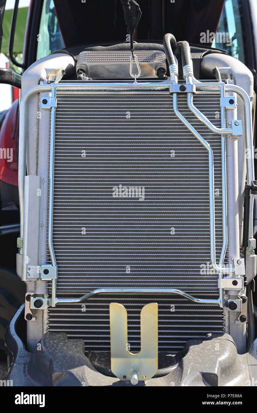 Aluminium Radiator Engine Cooling at Agriculture Tractor Stock Photo ...
