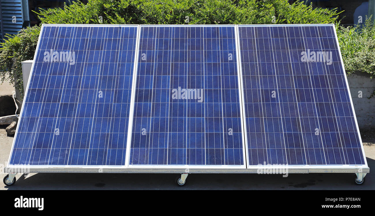 Three Photovoltaic Solar Panel Modules Stock Photo - Alamy