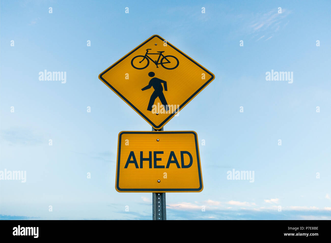 bike safety crossing sign Stock Photo - Alamy