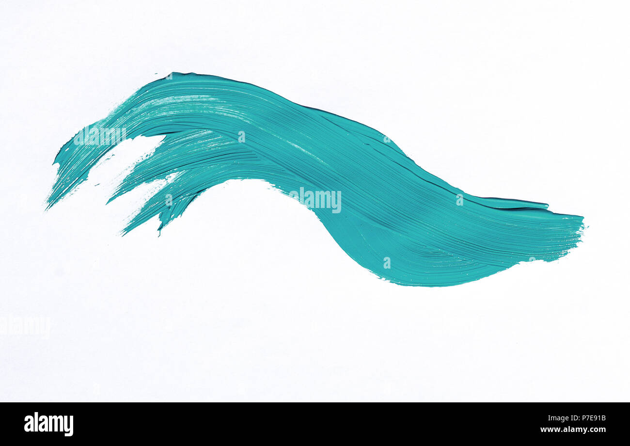 Turquoise brush stroke isolated over white background Stock Photo - Alamy