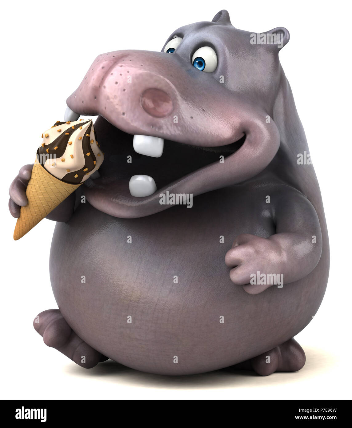 Fun hippo - 3D Illustration Stock Photo - Alamy