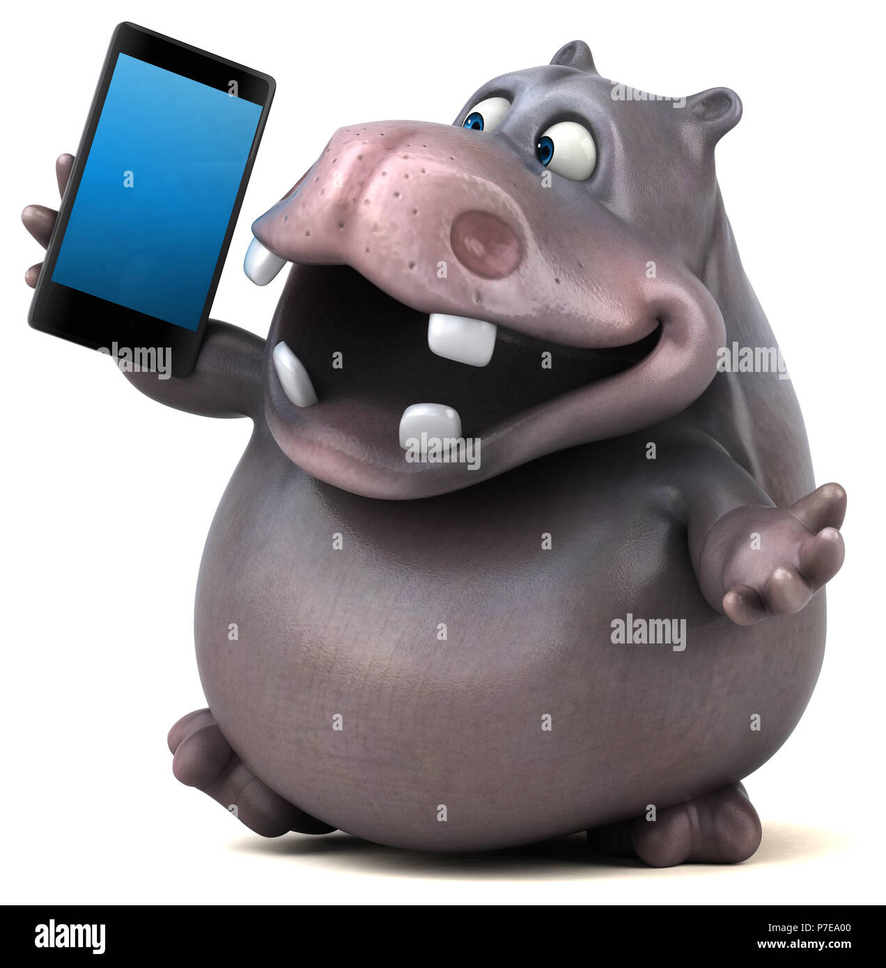 Fun hippo - 3D Illustration Stock Photo - Alamy