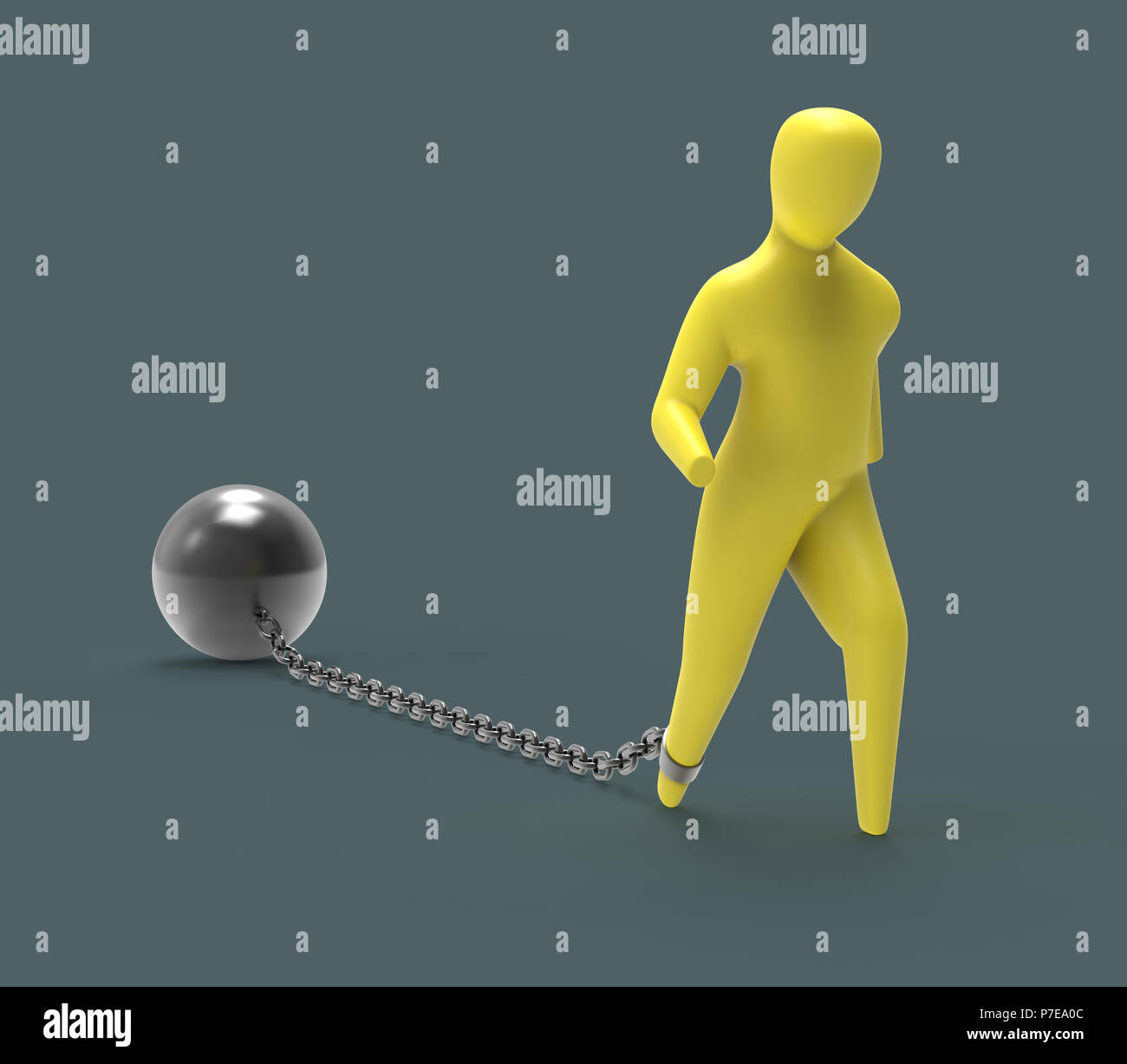 Chain and ball - 3D Illustration Stock Photo - Alamy