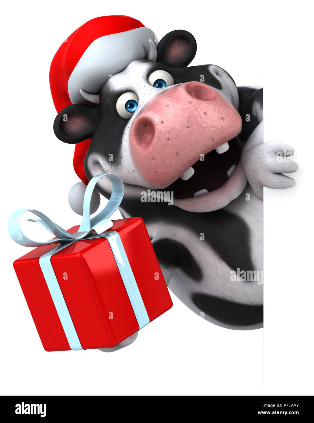 Fun santa cow - 3D Illustration Stock Photo - Alamy