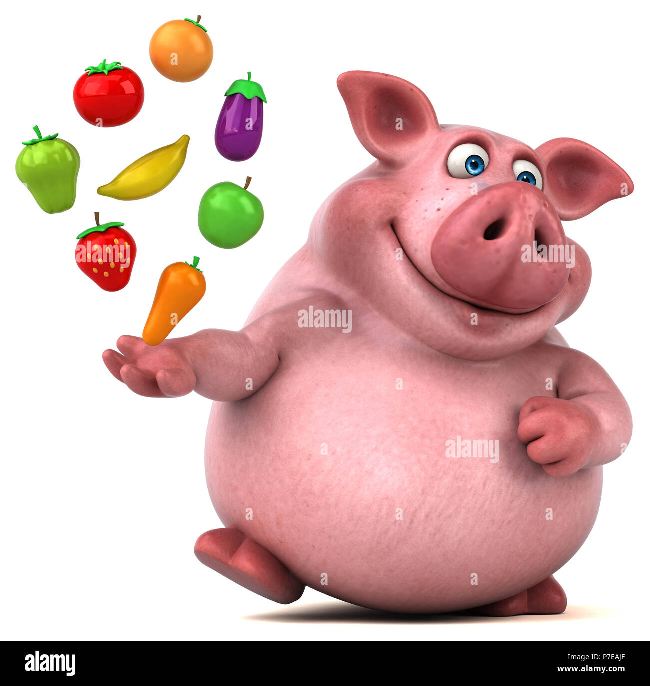 Fun pig - 3D Illustration Stock Photo - Alamy