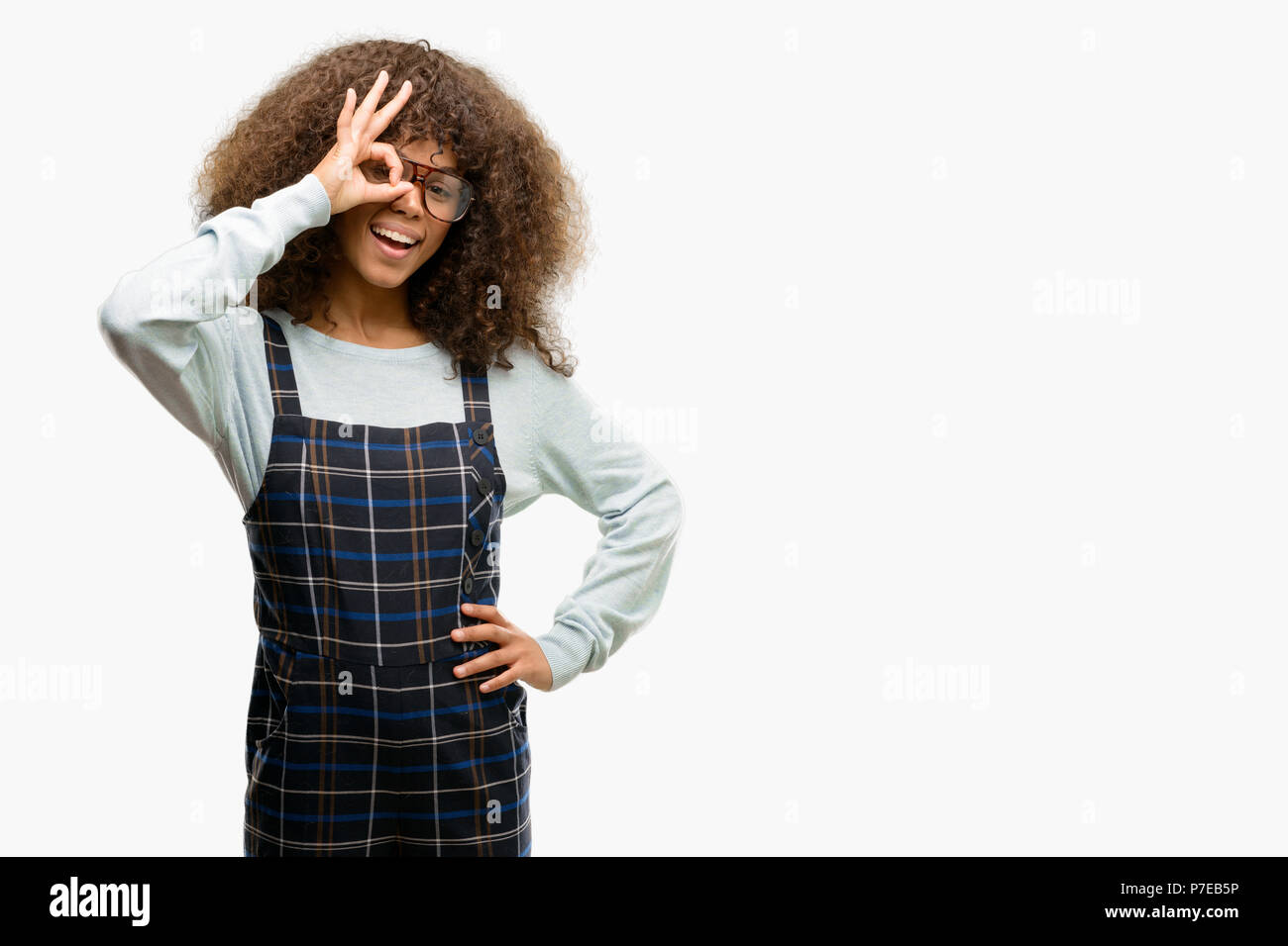 African american woman wearing a retro style with happy face smiling ...