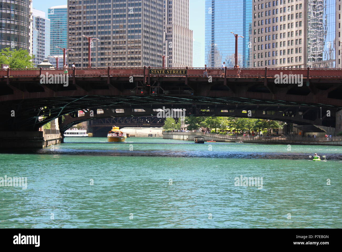 La Salle Street Bridge when walking along the Chicago River at downtown ...
