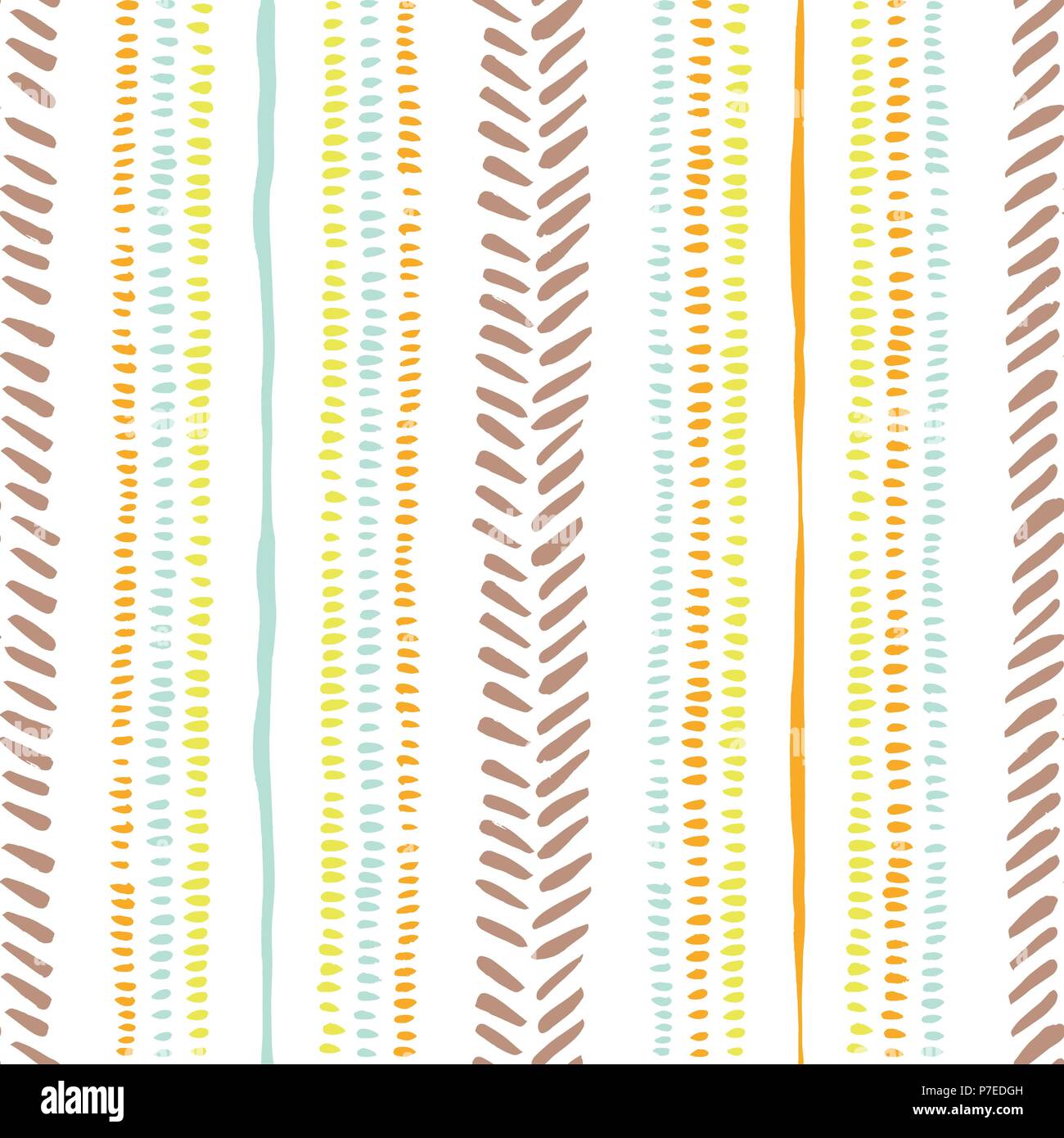 Hand drawn earthy tones tribal lines, stripes, mimicking folk stitching ...