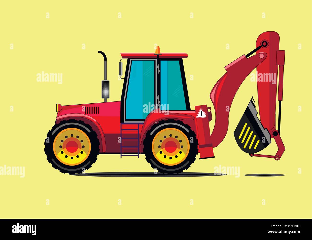 red industrial bulldozer for construction and earth works Stock Vector ...