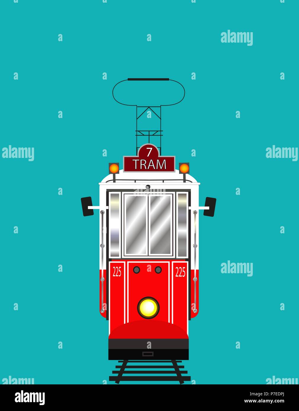 old red white tram electric retro city Stock Vector Image & Art - Alamy