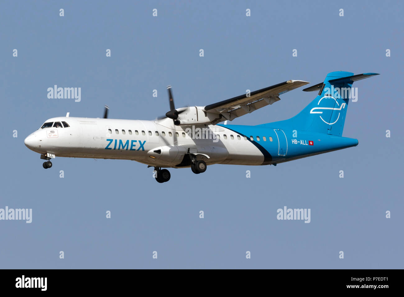 Zimex Aviation ATR ATR-72-202(F) [HB-ALL] on short finals runway 13 on ...