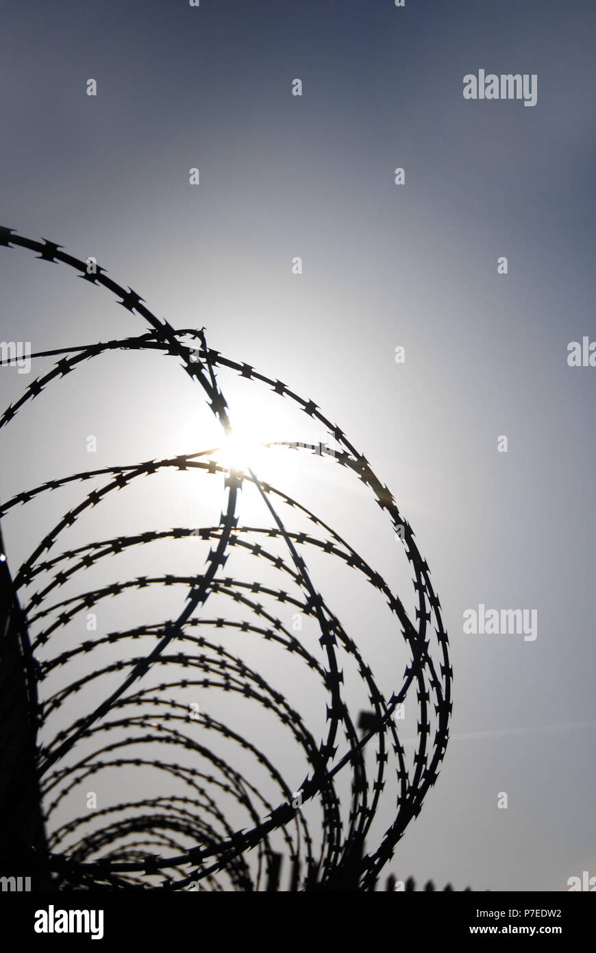 Barbed wire securing the perimeter fences at Doncaster Sheffield ...