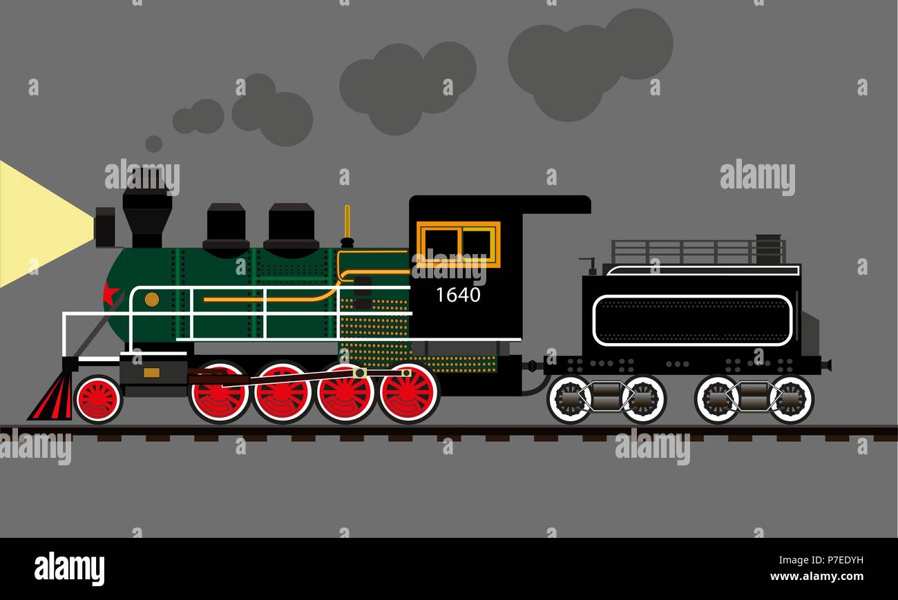 old locomotive railroad railway history retro rail Stock Vector Image ...