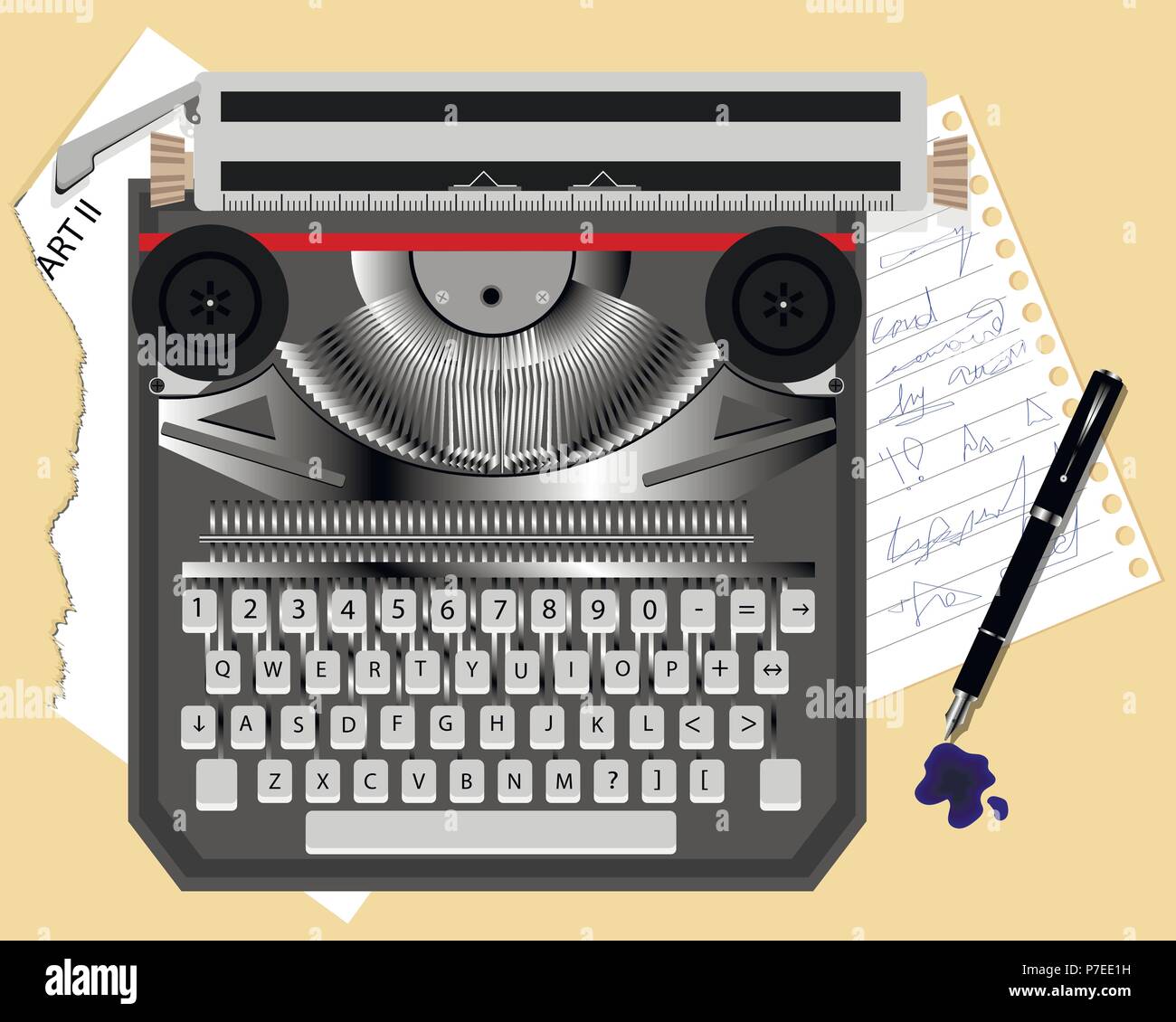 Old typewriter paper Stock Vector Images - Alamy