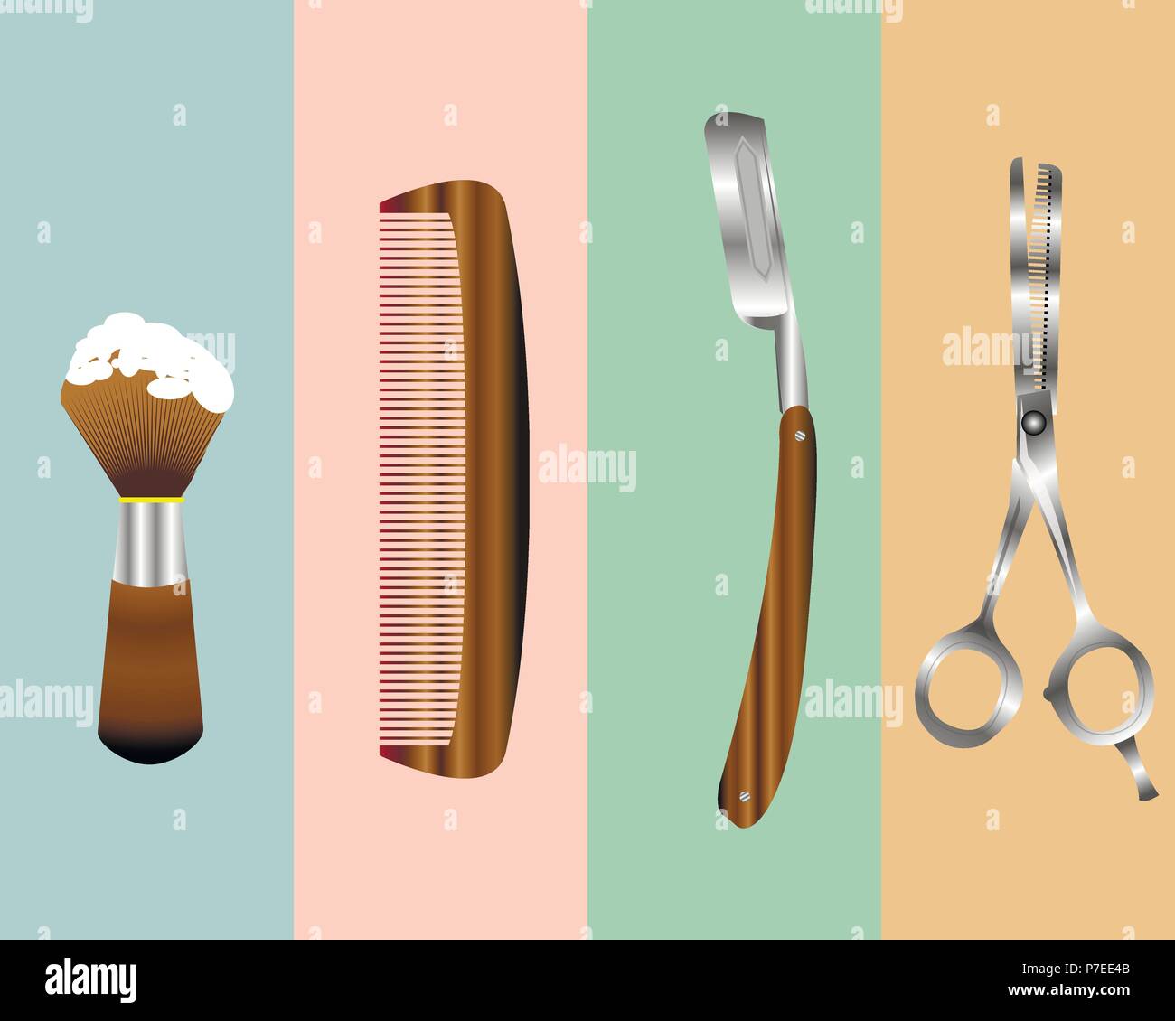 Scissors combs razor brush hair Stock Vector Images - Alamy