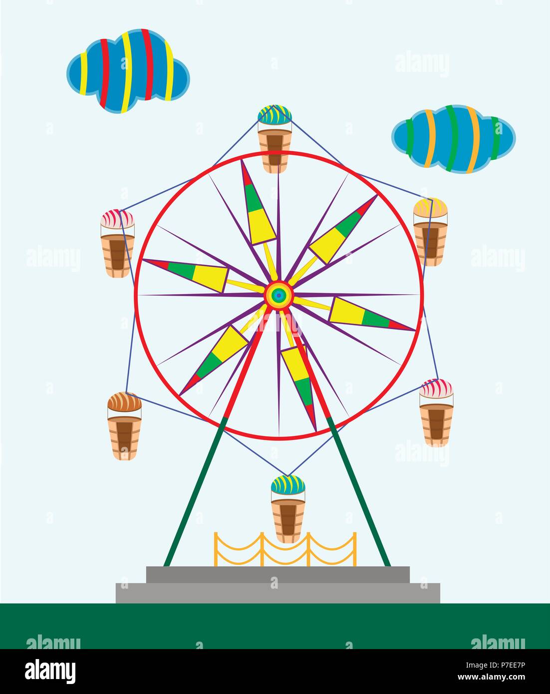 children's ferris wheel with ice-cream booths and caramel clouds Stock ...